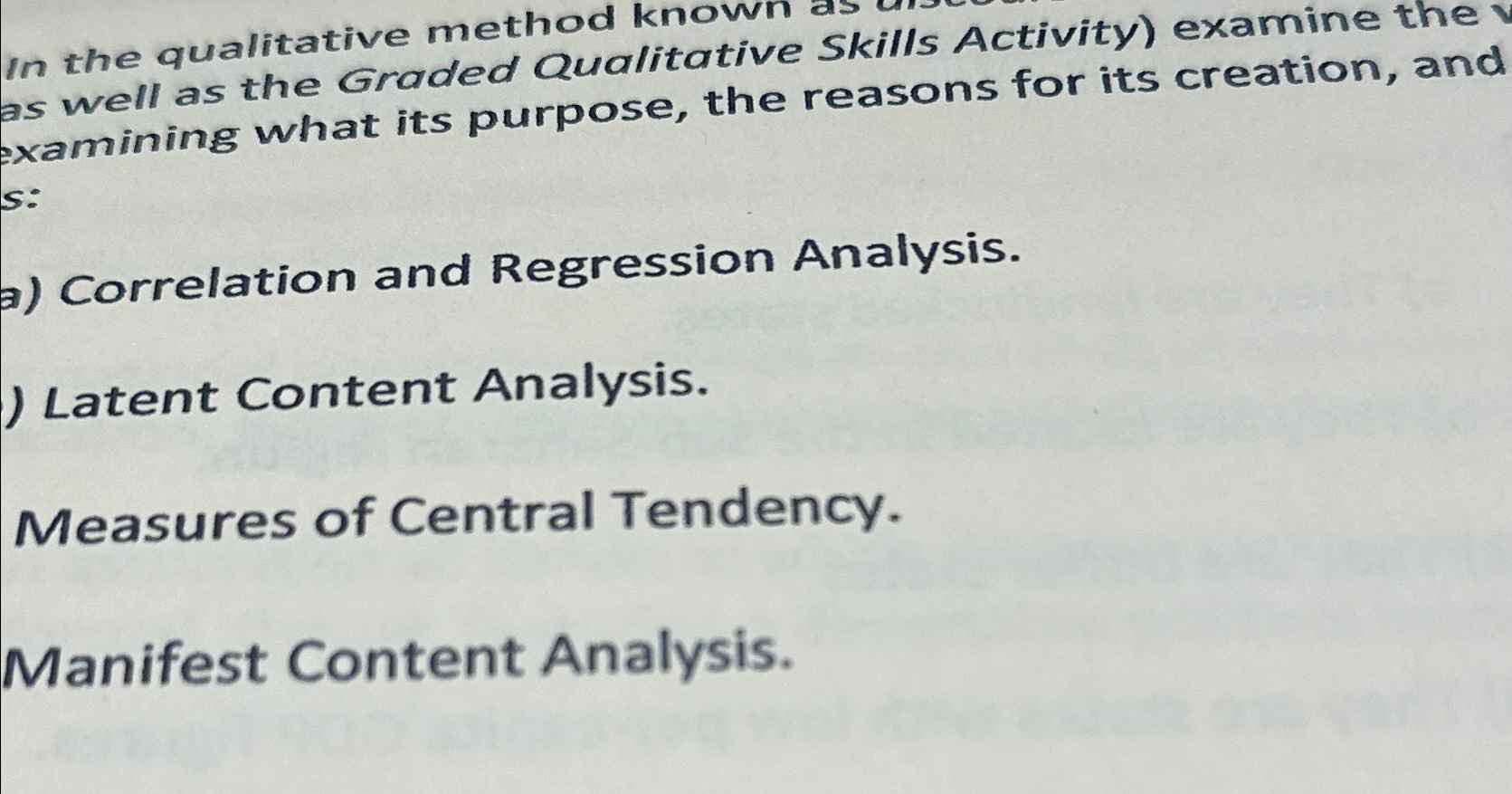 Solved the qualitative method Knowive Skills Activity) | Chegg.com