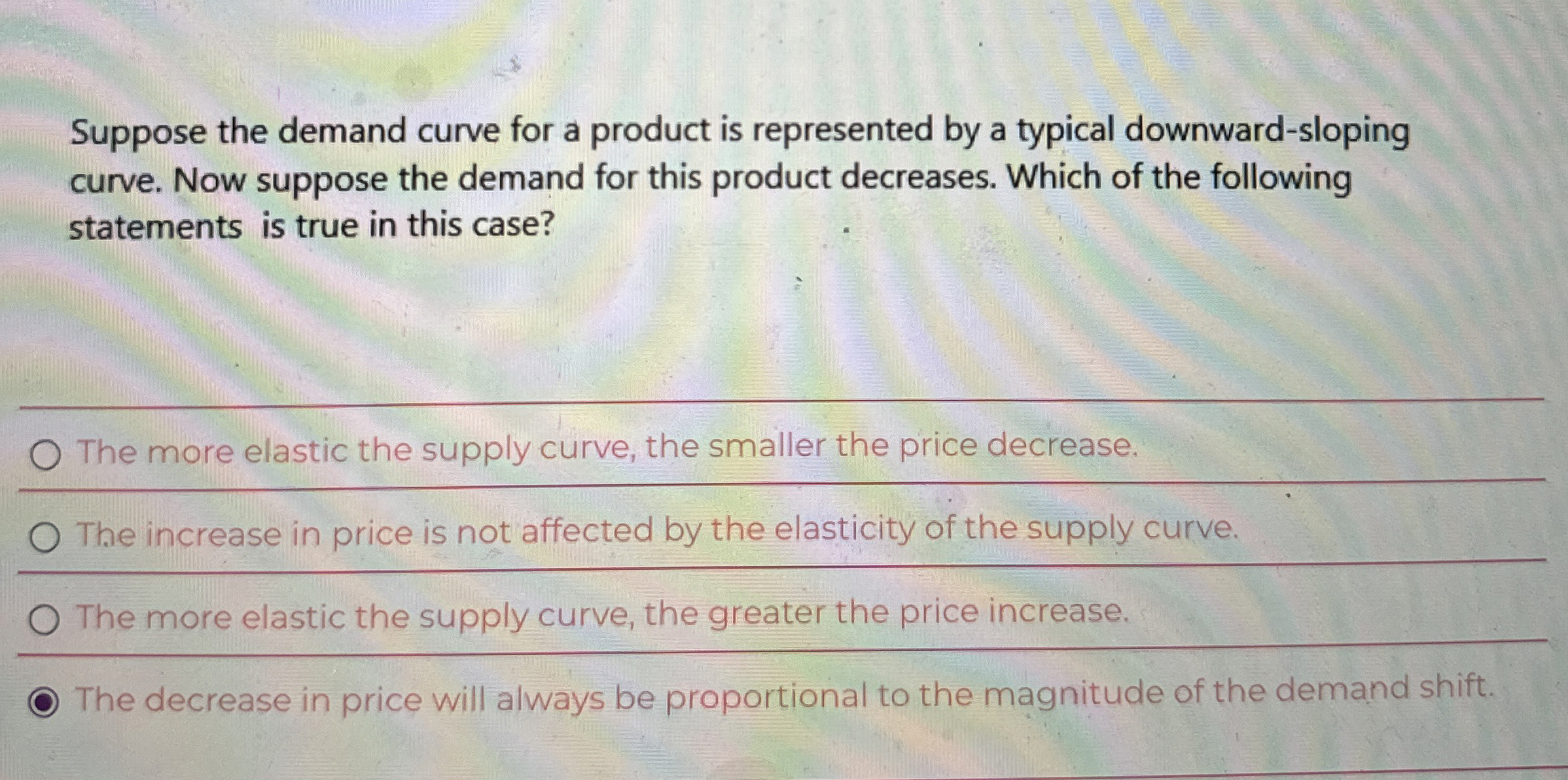 Solved Suppose the demand curve for a product is represented | Chegg.com