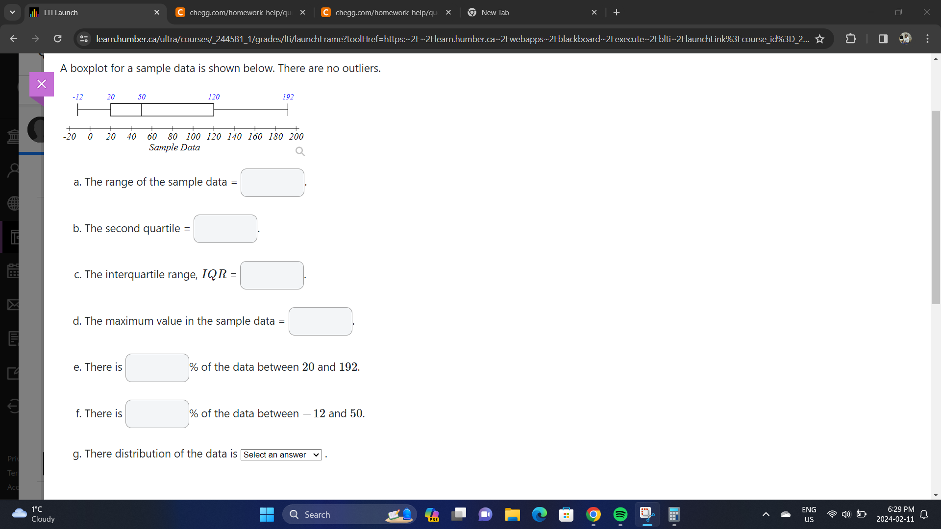 Solved A boxplot for a sample data is shown below. There are | Chegg.com