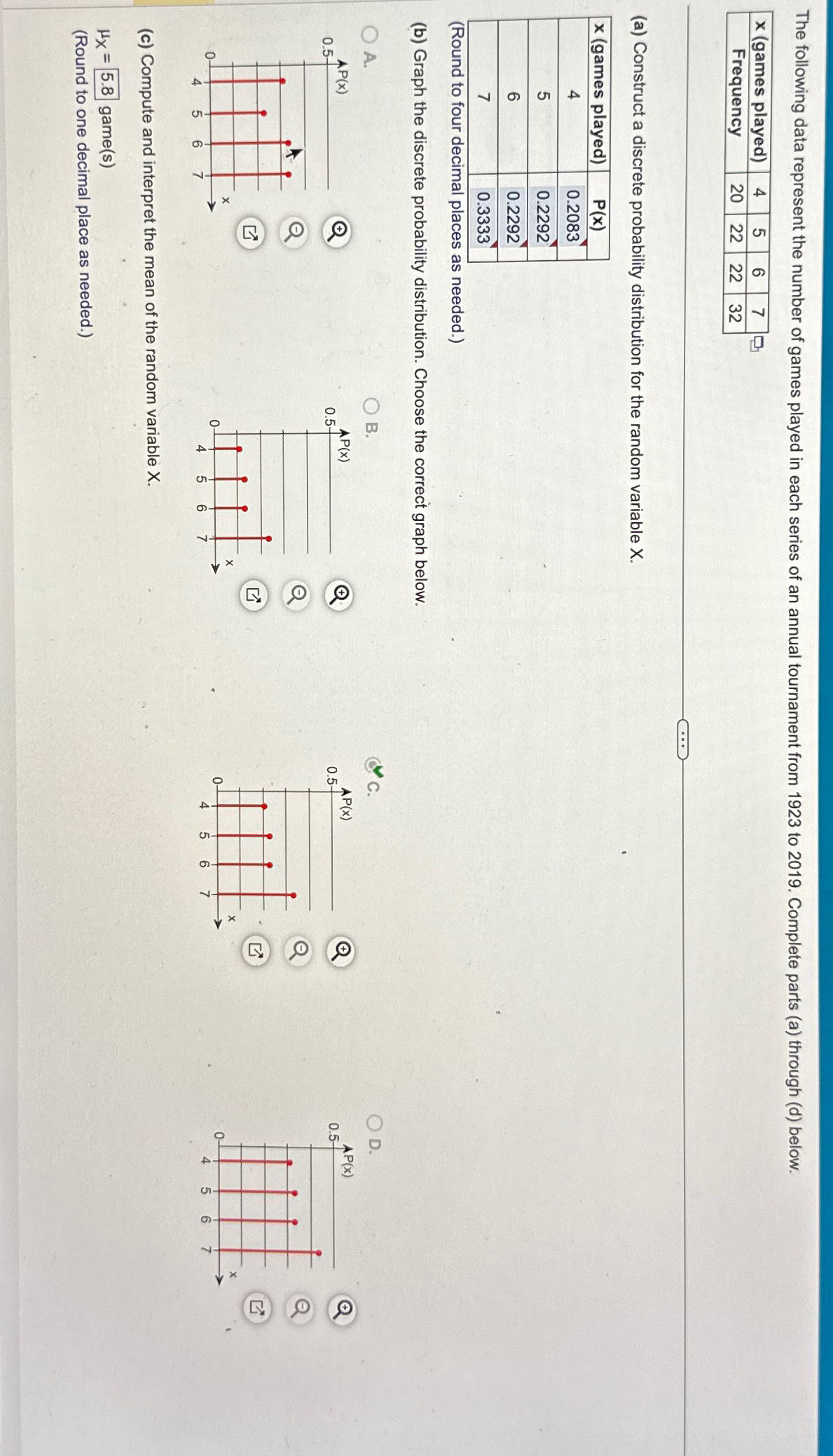 Solved The following data represent the number of games | Chegg.com