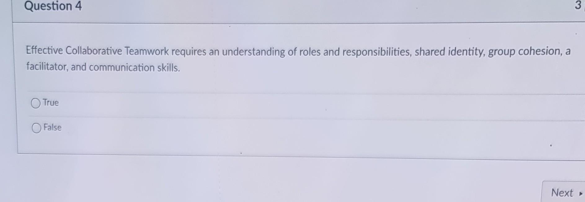 Solved Effective Collaborative Teamwork requires an | Chegg.com