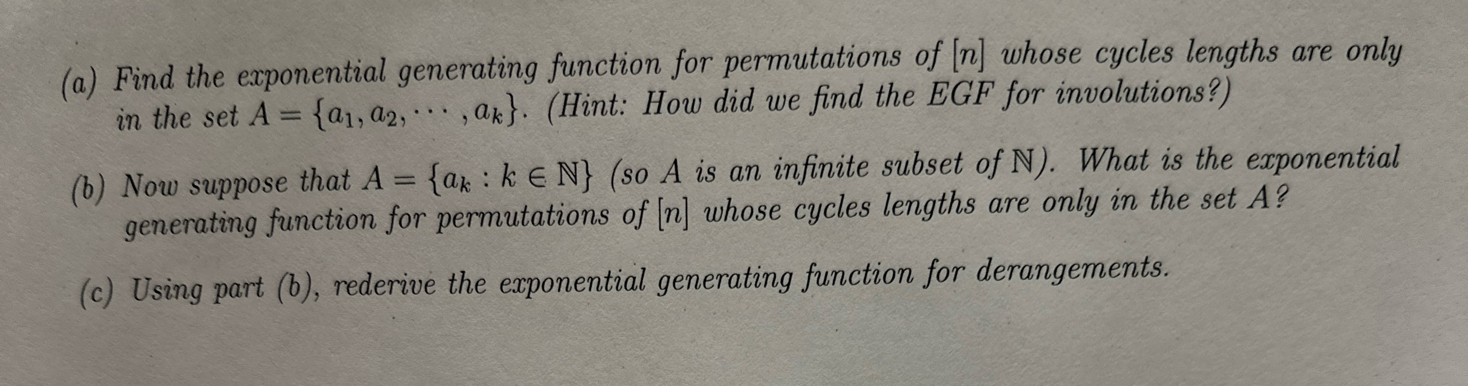 Solved (a) ﻿Find the exponential generating function for | Chegg.com