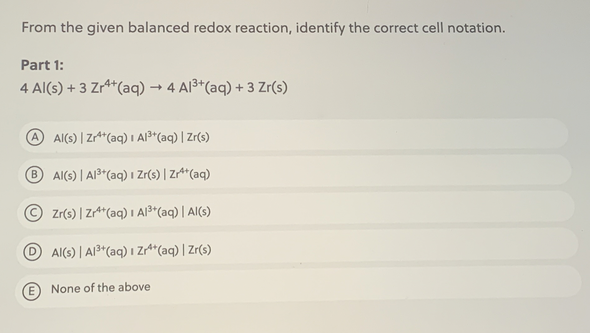 Solved From the given balanced redox reaction, identify the | Chegg.com