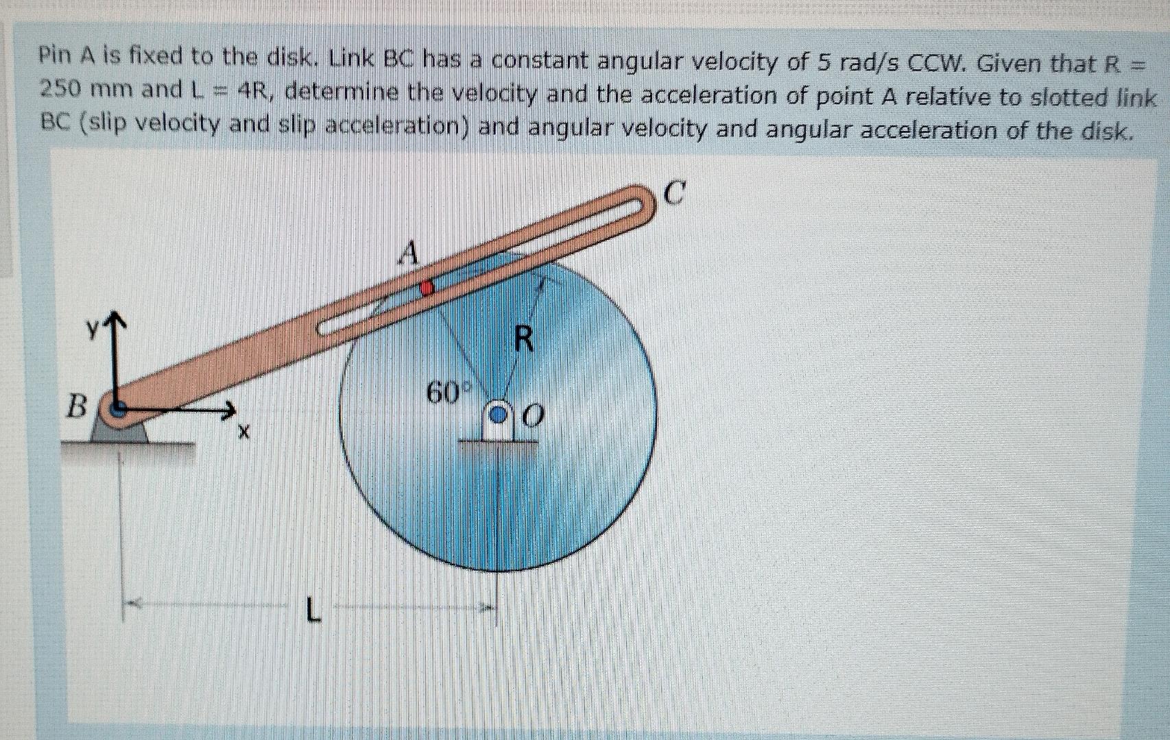 Solved Pin A ﻿is fixed to the disk. Link BC ﻿has a constant | Chegg.com