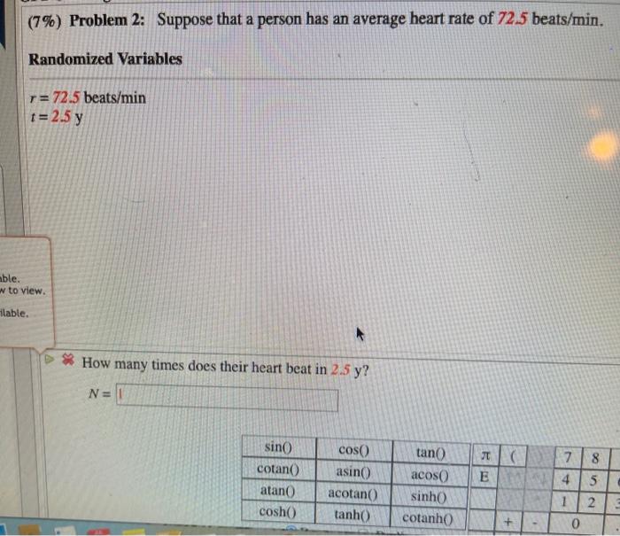 Solved (7%) Problem 2: Suppose that a person has an average | Chegg.com