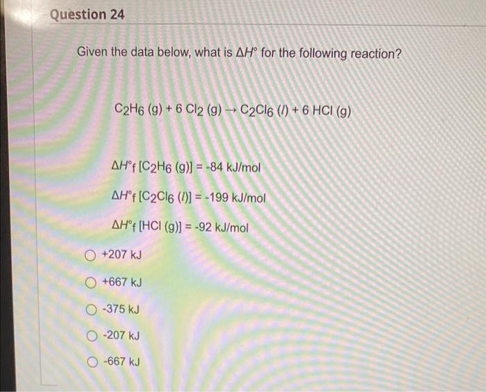 Solved Given the data below, what is ΔH∘ for the following | Chegg.com
