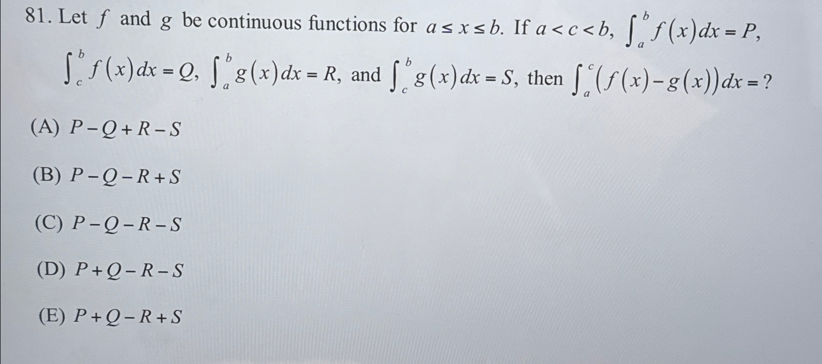 Solved Let f ﻿and g ﻿be continuous functions for a≤x≤b. ﻿If | Chegg.com