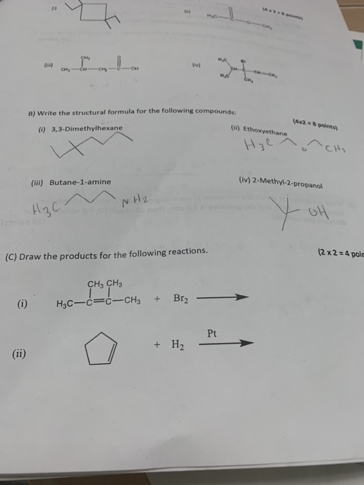 Solved B) Write the structural formula for the following | Chegg.com