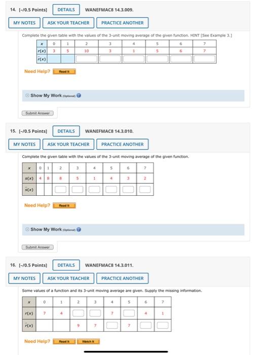 Solved complete the given tables with the values of the | Chegg.com