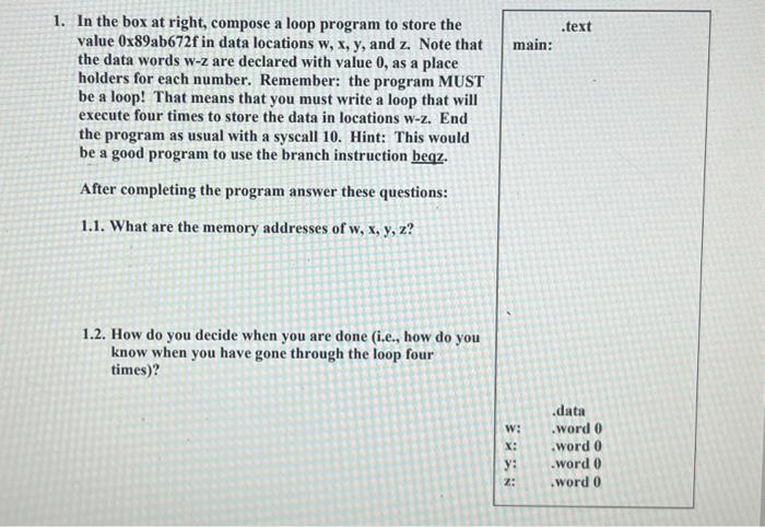 Solved 1. In the box at right, compose a loop program to | Chegg.com
