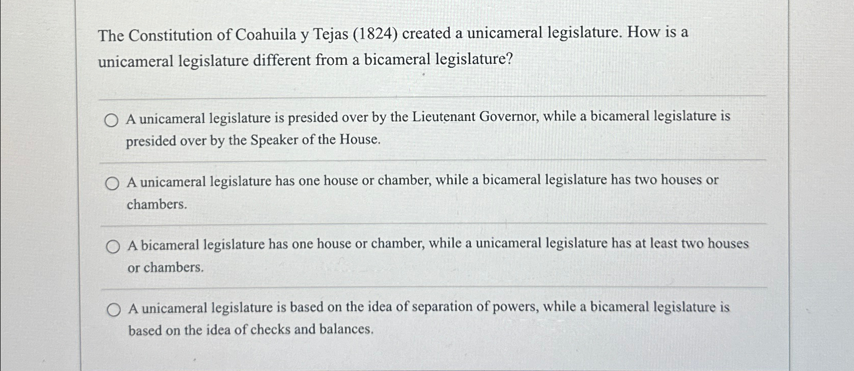 Solved The Constitution of Coahuila y Tejas (1824) ﻿created | Chegg.com