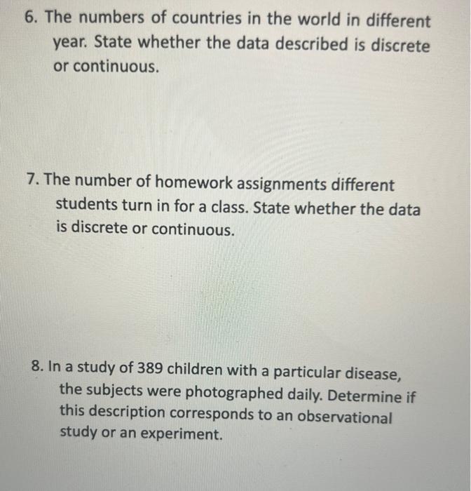 Solved 6. The numbers of countries in the world in different | Chegg.com