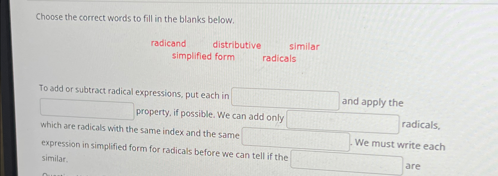 Solved Choose the correct words to fill in the blanks | Chegg.com