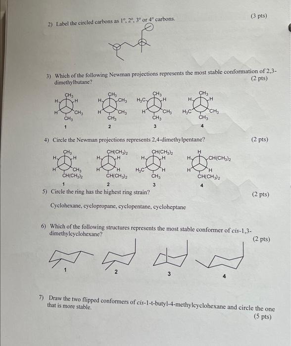 Solved 2) Label the circled carbons as 1∘,2∘,3∘ or 4∘ | Chegg.com
