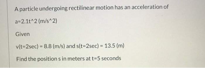 Solved A particle undergoing rectilinear motion has an | Chegg.com