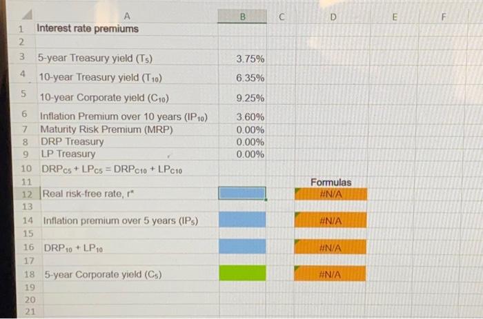 Solved 1 2 3 4 5 69 6 7 Maturity Risk Premium (MRP) 8 DRP | Chegg.com