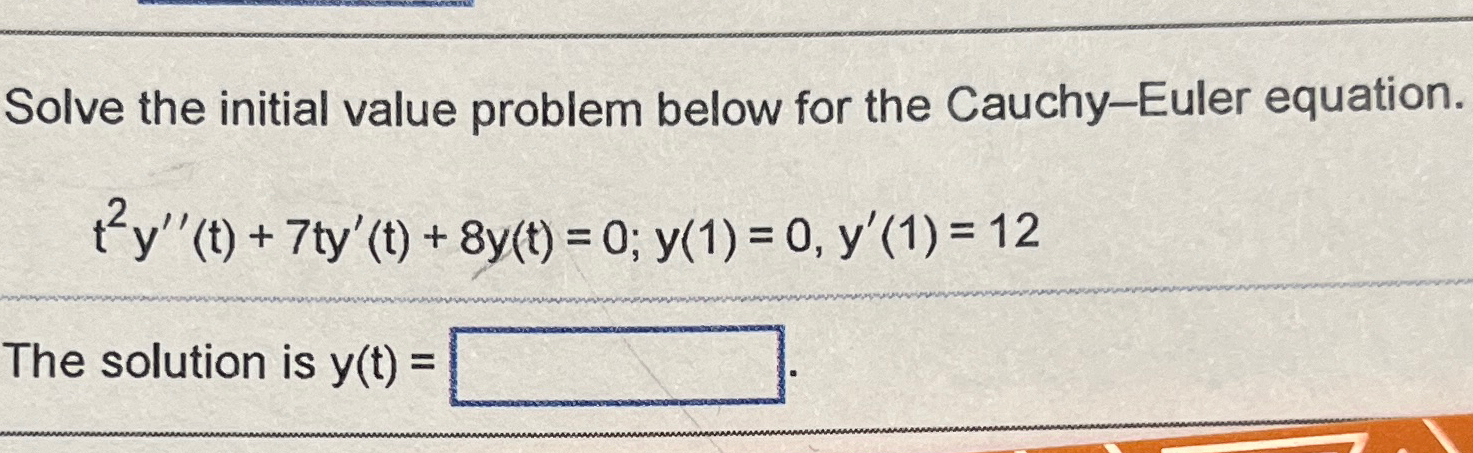 Solved Solve the initial value problem below for the | Chegg.com