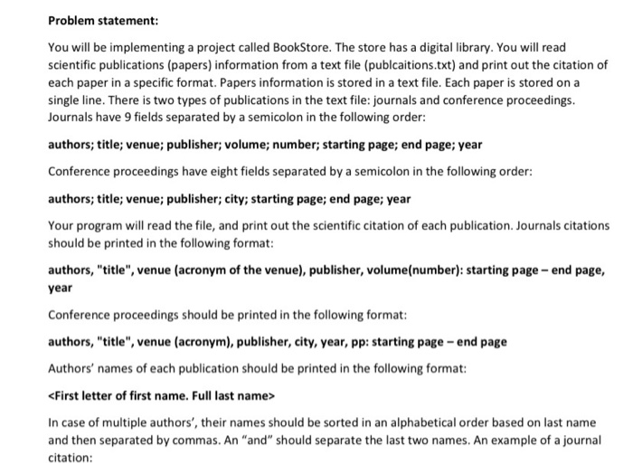 Problem statement: You will be implementing a project | Chegg.com
