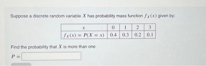 Solved Suppose a discrete random variable X has probability | Chegg.com