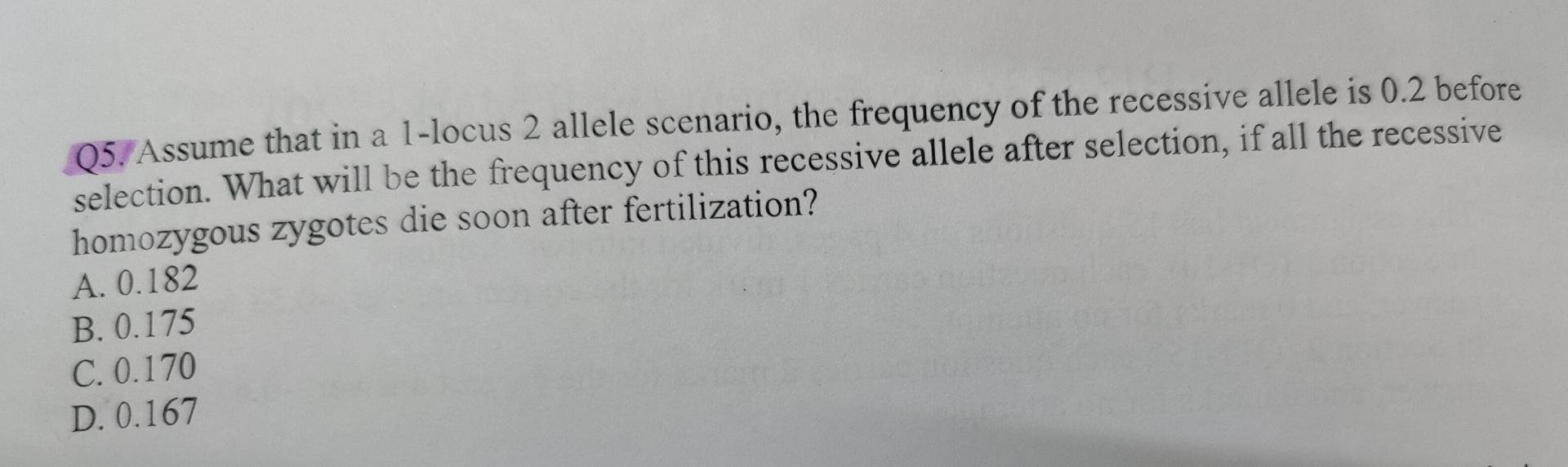 Solved Q5.Assume that in a 1-locus 2 ﻿allele scenario, the | Chegg.com