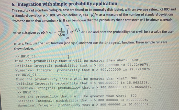 Solved 6. Integration with simple probability application | Chegg.com