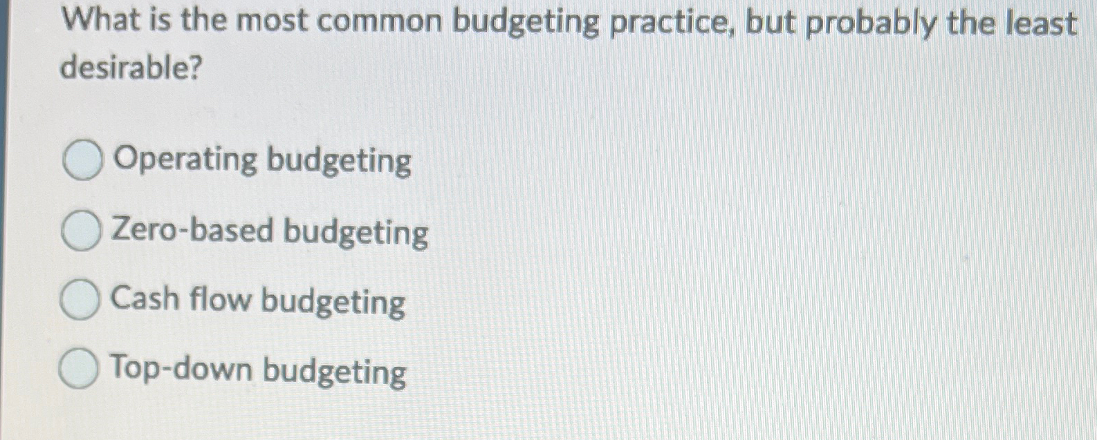 Solved What is the most common budgeting practice, but | Chegg.com
