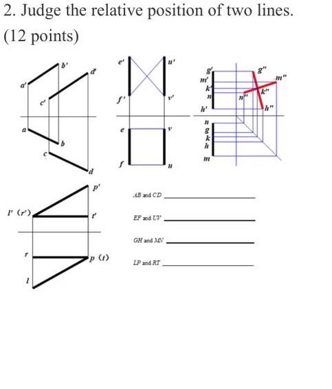 Solved 2. Judge the relative position of two lines. (12 | Chegg.com