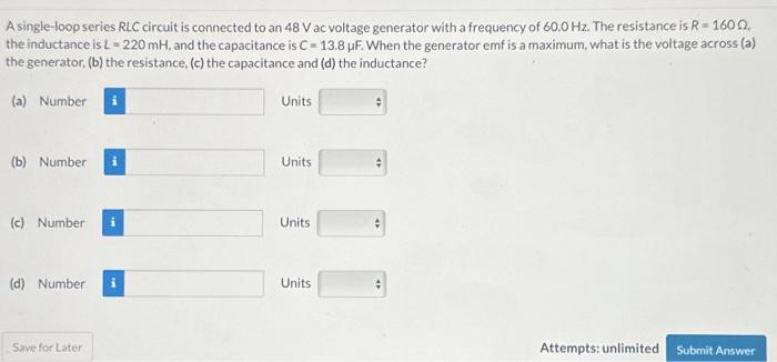 Solved A single-loop series RLC circuit is connected to an | Chegg.com