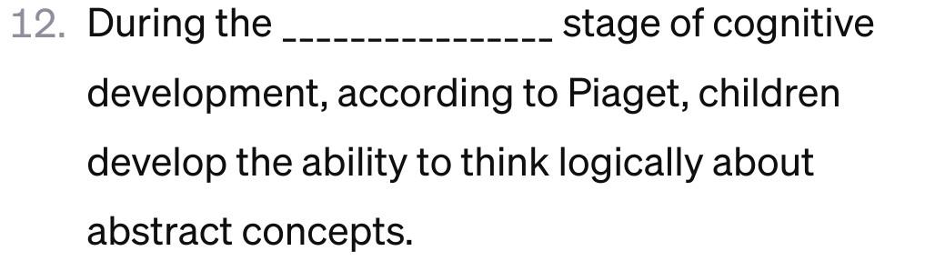 Solved 2. During the stage of cognitive development, | Chegg.com