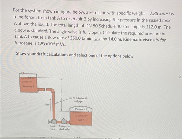 Solved For the system shown in figure below, a kerosene with | Chegg.com