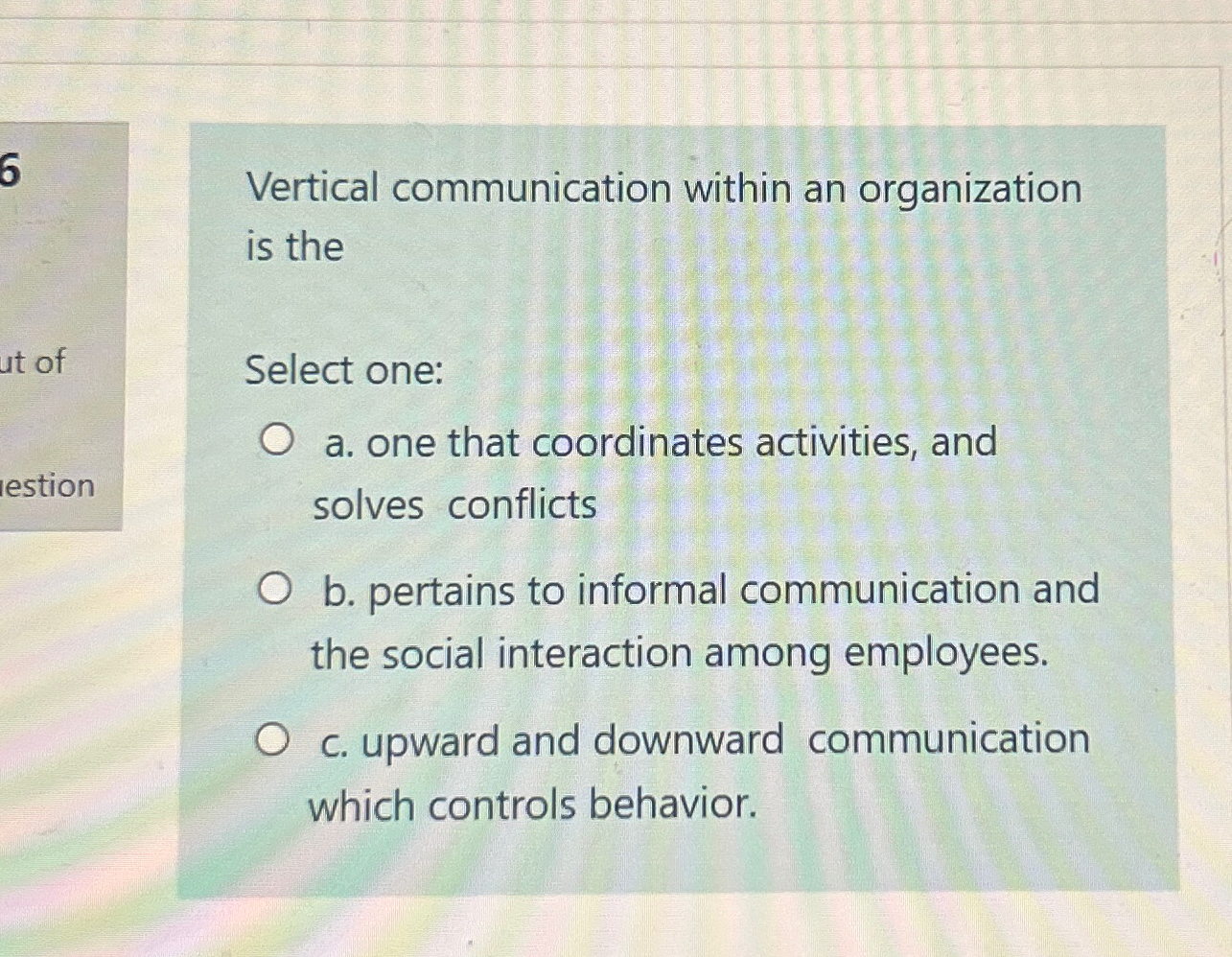 Solved Vertical communication within an organization is | Chegg.com