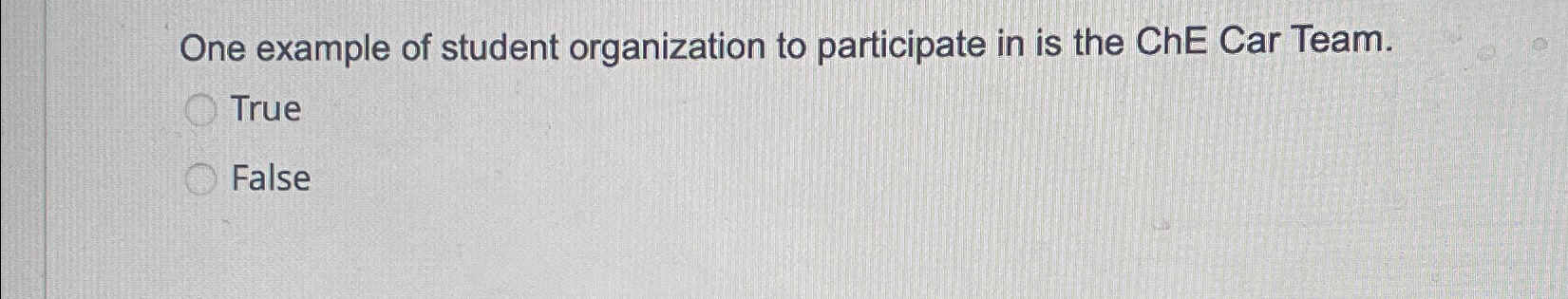 Solved One example of student organization to participate in | Chegg.com