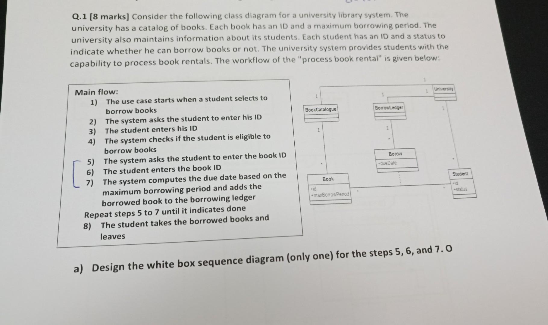 Solved Q.1 [8 marks] Consider the following class diagram | Chegg.com