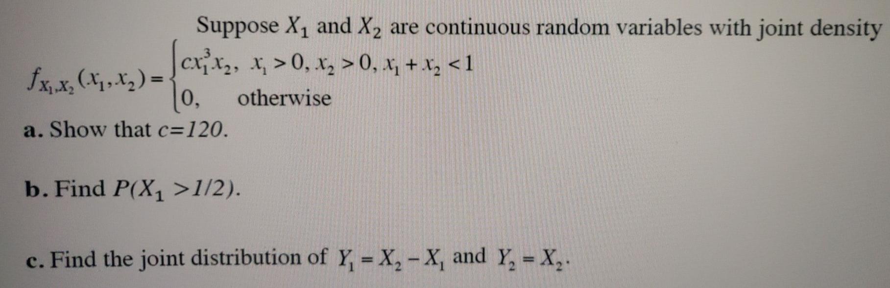 Solved Suppose X1 and X, are continuous random variables | Chegg.com