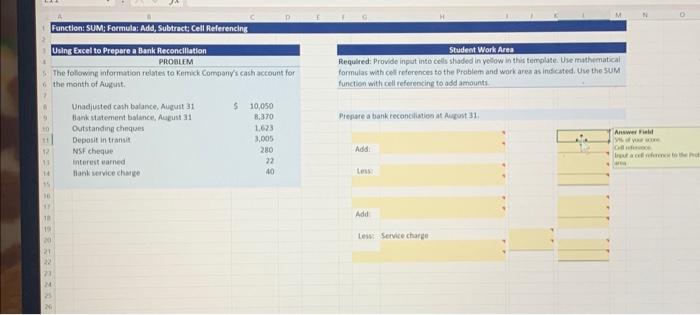 Solved Student Work Acea. Required. Provide input into cells | Chegg.com