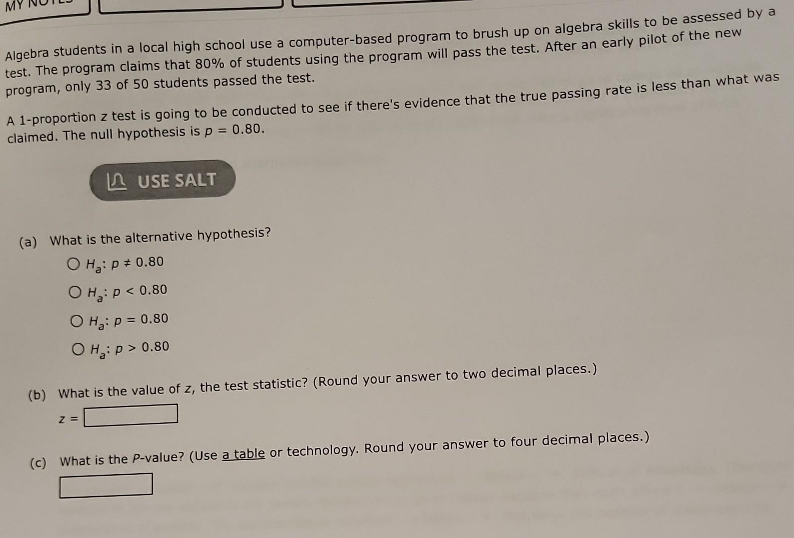Solved Algebra students in a local high school use a | Chegg.com