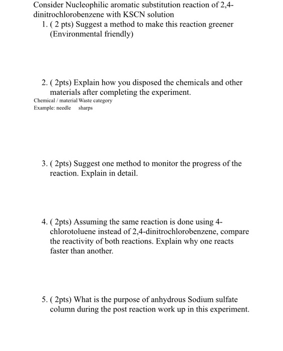 Solved Consider Nucleophilic aromatic substitution reaction | Chegg.com