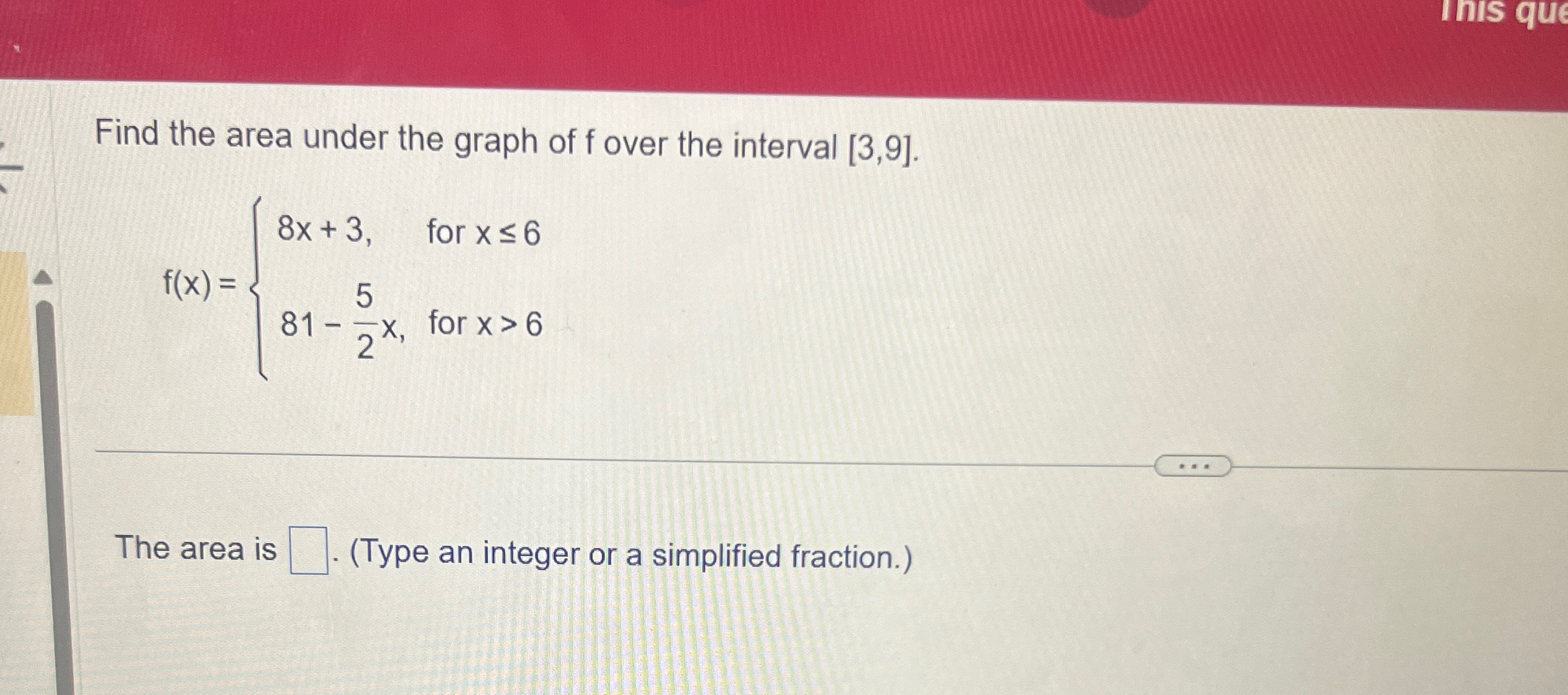 Solved Find the area under the graph of f ﻿over the interval | Chegg.com