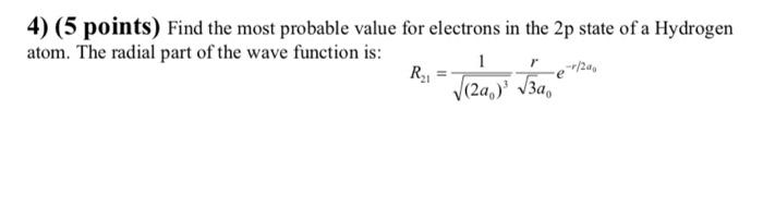 Solved 4) (5 points) Find the most probable value for | Chegg.com