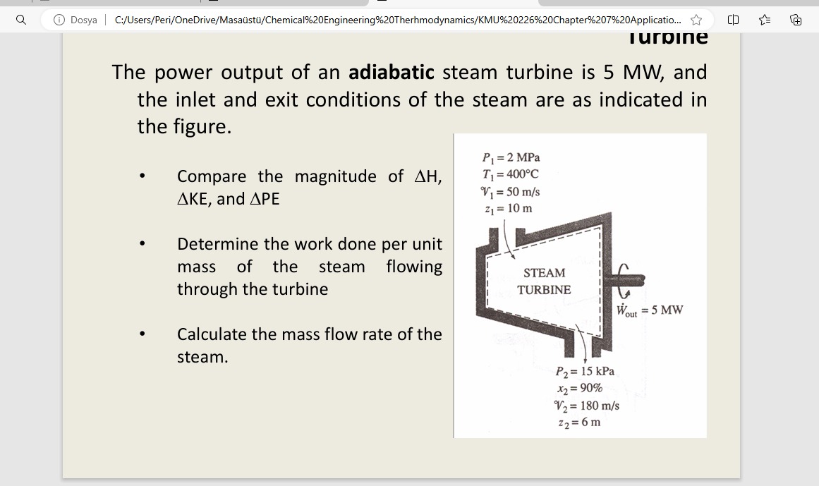 Solved I urDineThe power output of an adiabatic steam | Chegg.com