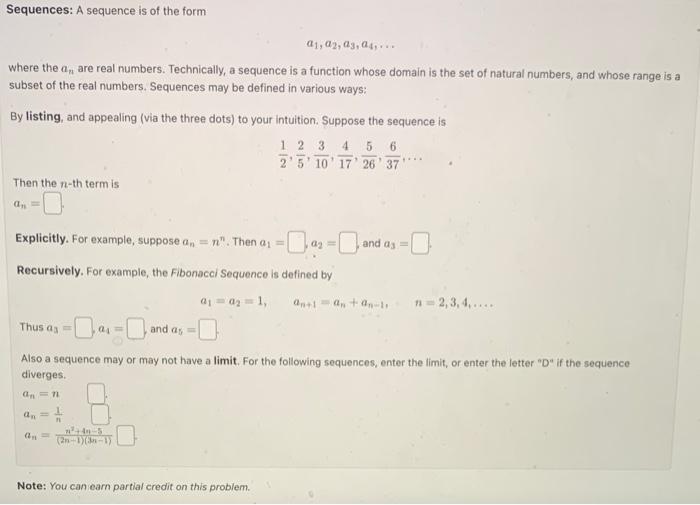 Solved Sequences: A sequence is of the form a1,a2,a3,a4… | Chegg.com