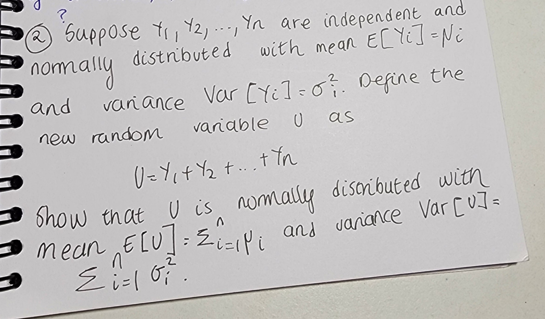 Solved (2) ﻿Suppose y1,y2,dots,yn ﻿are independent and | Chegg.com