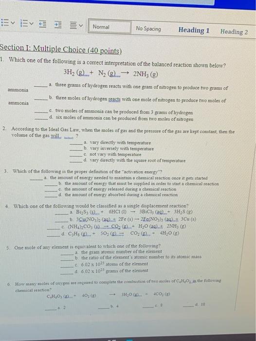 Solved Ev Ev Normal No Spacing Heading 1 Heading 2 Section | Chegg.com