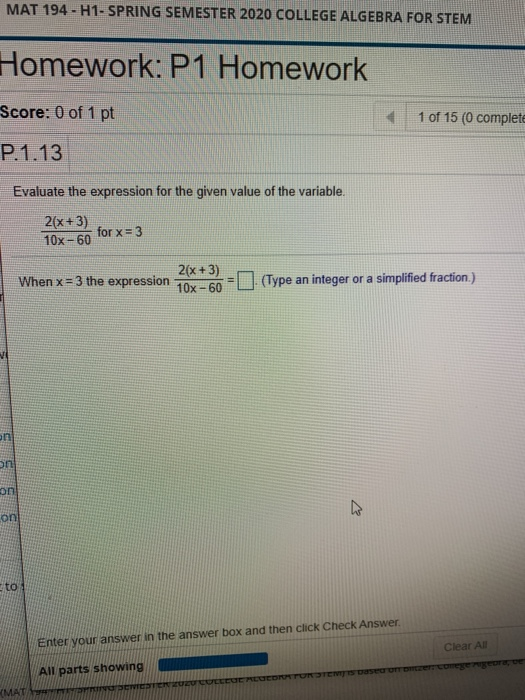 Solved MAT 194 - H1- SPRING SEMESTER 2020 COLLEGE ALGEBRA | Chegg.com