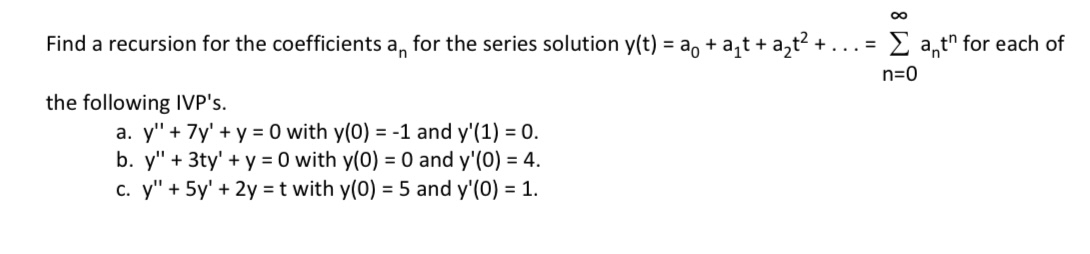 Solved Find a recursion for the coefficients an ﻿for the | Chegg.com