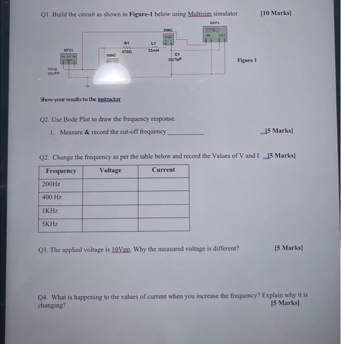Q1. Build the circuit as shown in Figure-1 below | Chegg.com