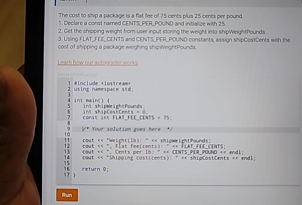 Solved The cost to ship a package is a flat fee of 75 ﻿cents | Chegg.com