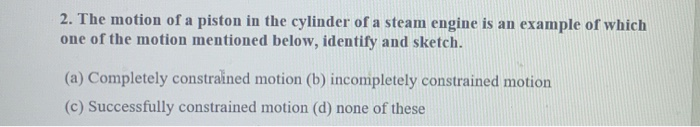 Solved 2. The motion of a piston in the cylinder of a steam | Chegg.com