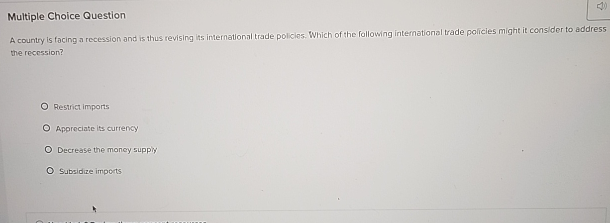 Solved Multiple Choice QuestionA country is facing a | Chegg.com