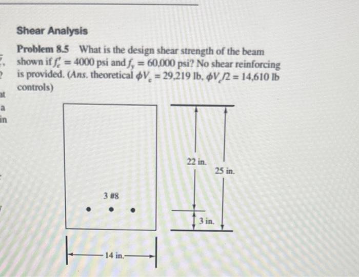 Solved Problem 8.5. What is the design shear strength of the | Chegg.com